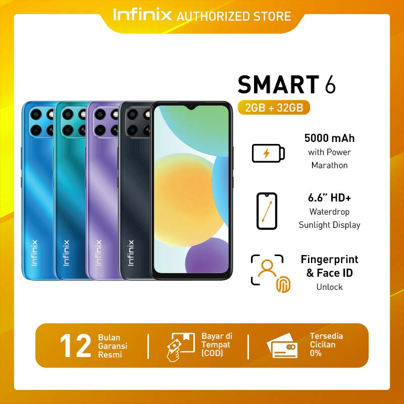 Jual Infinix Smart 6 2/32GB – 6.6 HD+ - 5000mAh chipset A22 di Seller ...