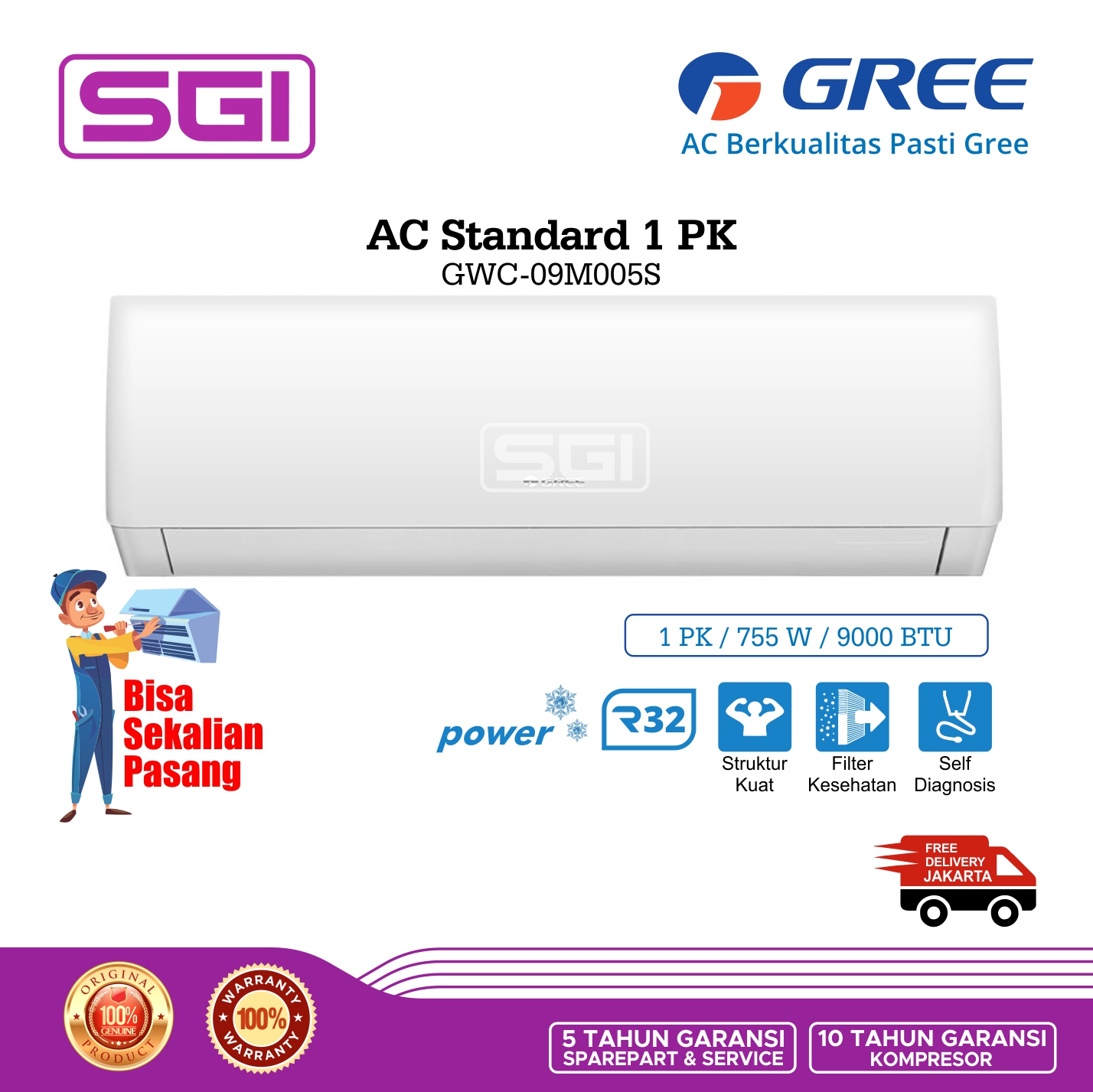 Jual GREE AC Split 1 PK GWC-09MOO5-S AC Split 1PK GWC09MOO5-S di Seller ...