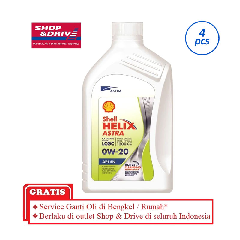 Jual Shell Helix Astra 0w-20 Paket Service Ganti Oli Mobil [4 X 1 L ...