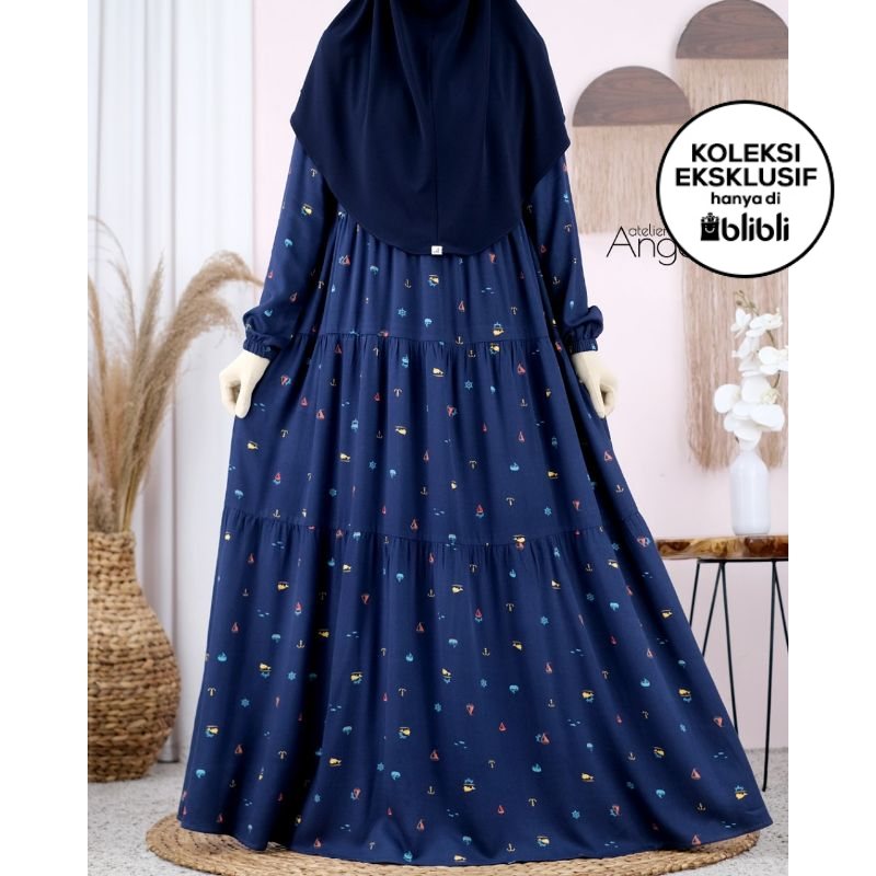 Jual Atelier Angelina - Bella Dress Muslim Ibu - Marine Navy - XS di ...
