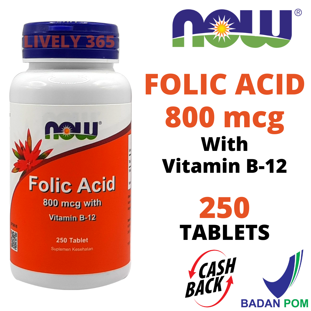 Jual NOW Foods | Folic Acid 800 mcg with Vitamin B12 | 250 Tablets di ...
