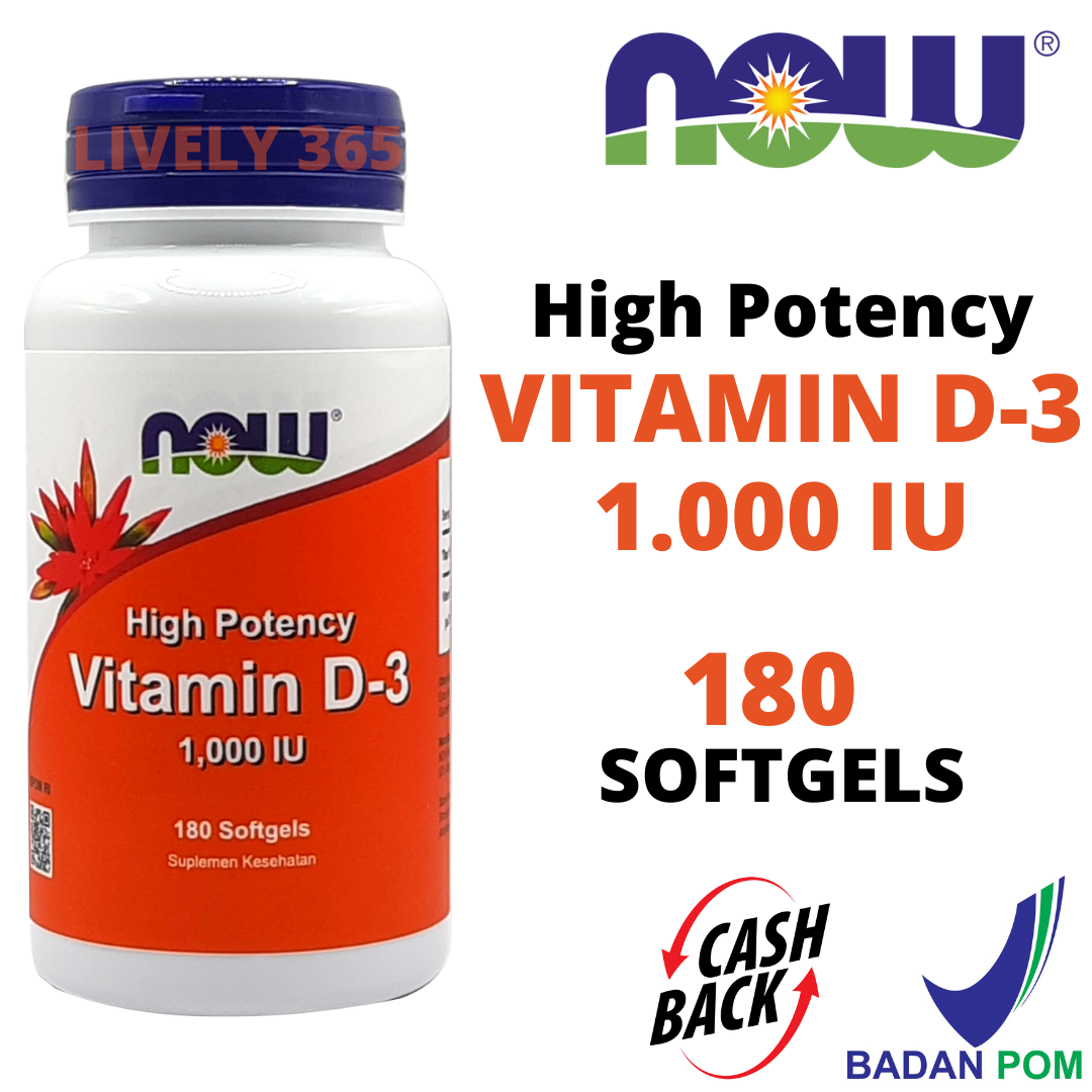 Jual NOW Foods | High Potency Vitamin D3 1000 IU | 180 Softgels di Seller Lively 365 - Cempaka ...