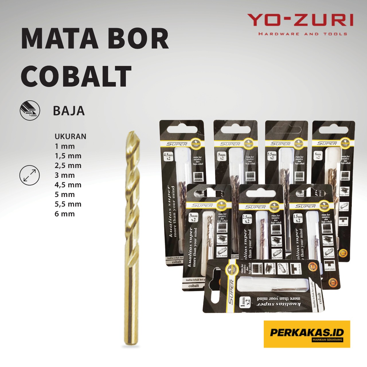 Jual Mata Bor Set Besi Cobalt Hss Ukuran Lengkap Yozuri - 4.5mm Isi 2 Di Seller Perkakas.id ...