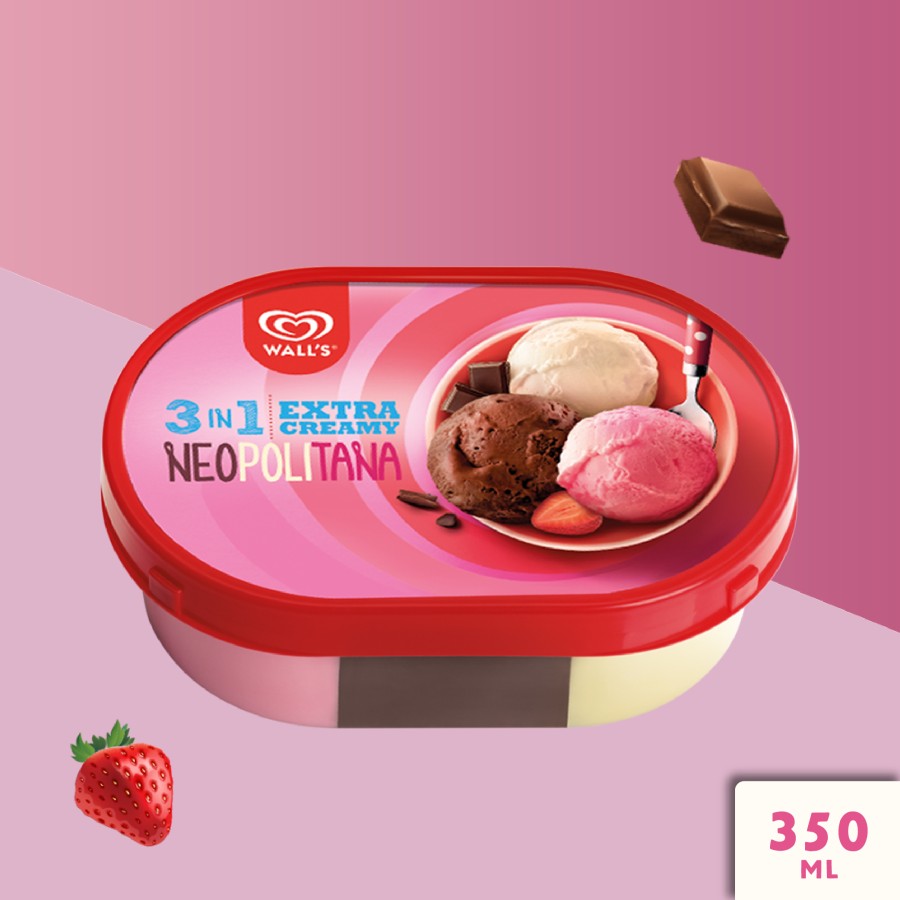 Promo Jakarta - Wall's Ice Cream Neopolitana Extra Creamy [350 Ml ...