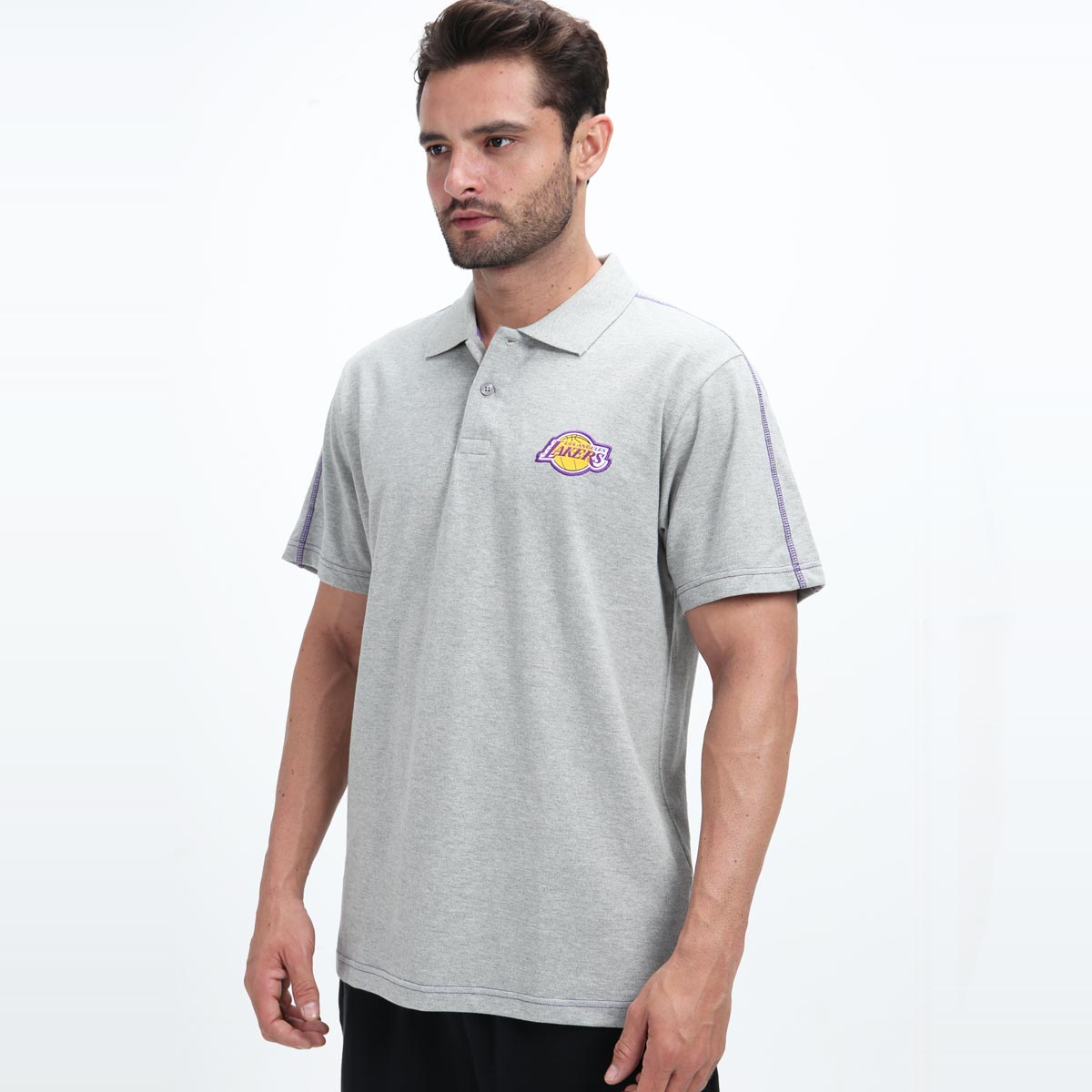 Jual NBA Men Basketball Polo Contrast Stitching Lakers T-Shirt Basket ...