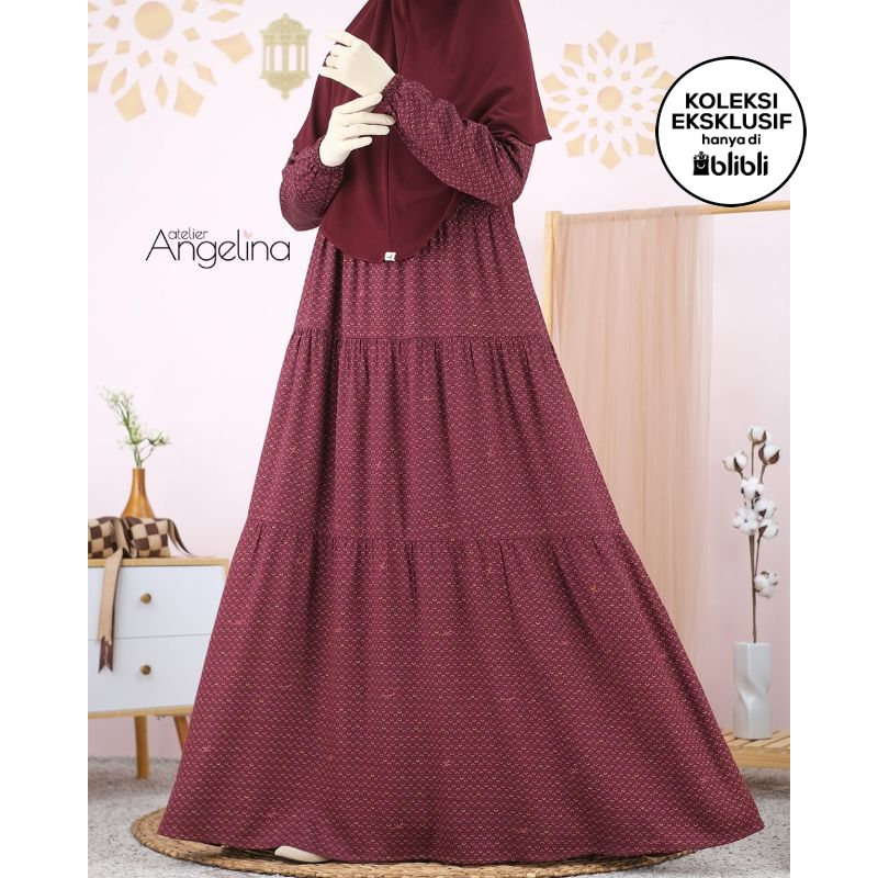Jual Atelier Angelina - Bella Dress Muslim Ibu - Smiley Maroon di ...
