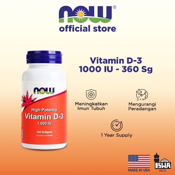Promo NOW Vitamin D3 1000 IU [360 Softgels] Diskon 5% di Seller NOW ...