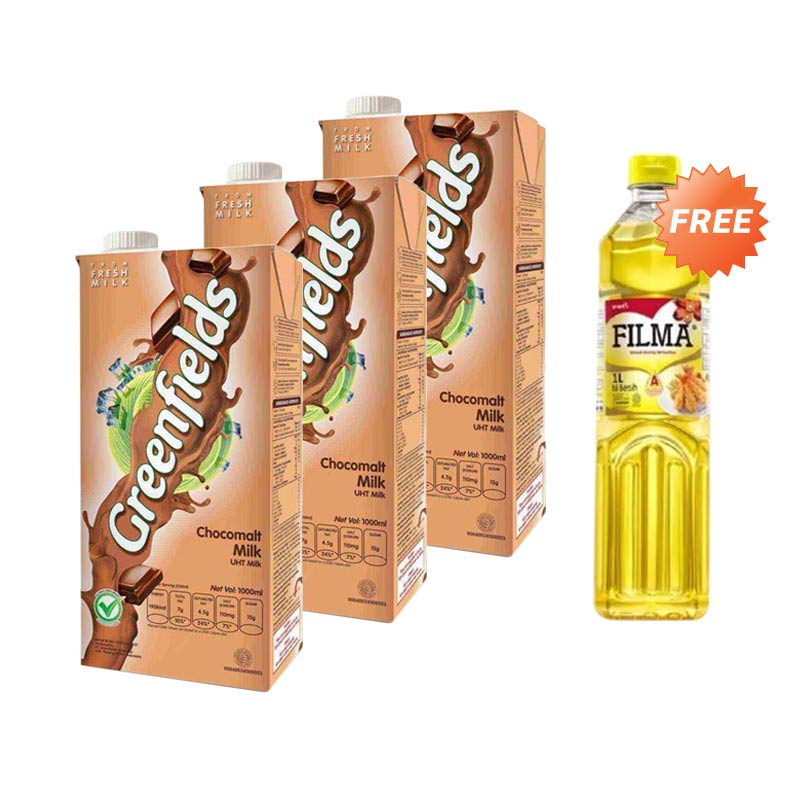 Jual Greenfields UHT Milk Choco Malt [1000 mL/3 pcs] + Filma Minyak ...