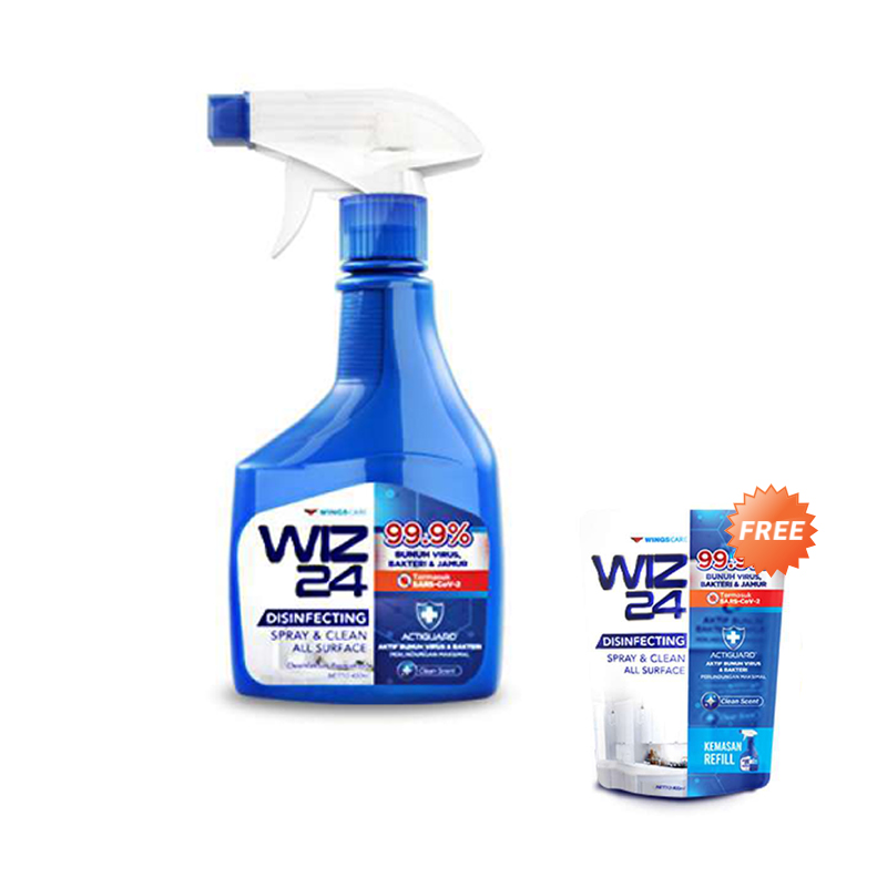 Jual BUY 1 GET 1 - BUY WIZ 24 Disinfectant Spray & Clean All Surface ...