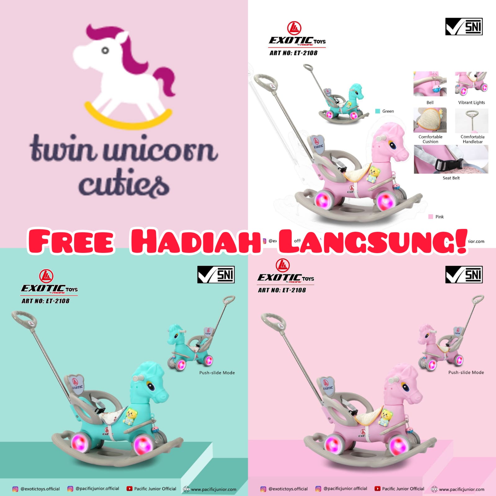 Jual Mainan Anak Kuda Kudaan Unicorn Dino Exotic ET-2108 2110 - Kuda ...