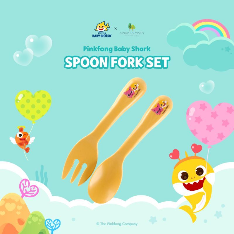 Promo Pinkfong Baby Shark x Down to Earth Corn-based Baby Spoon & Fork ...