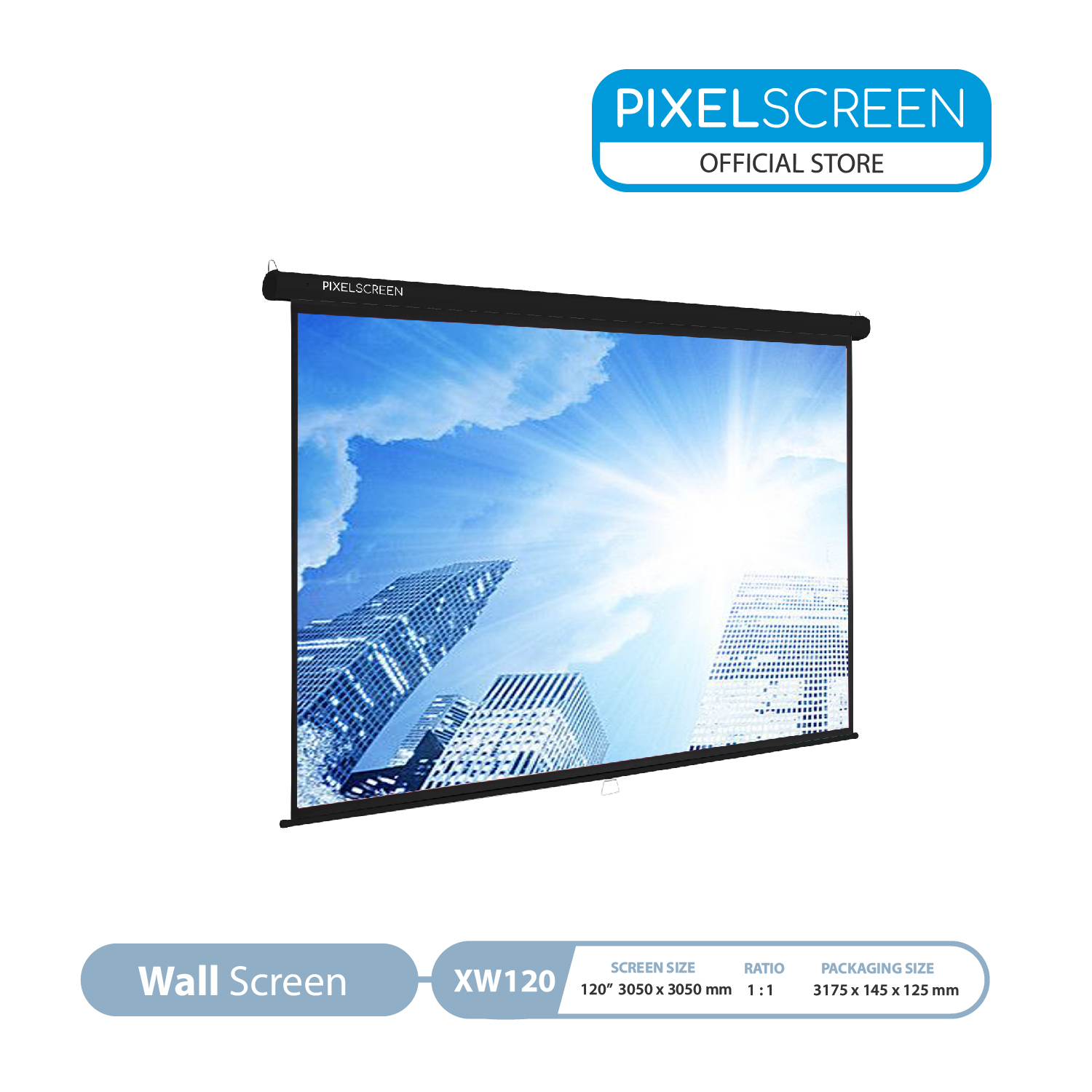 Jual Pixelscreen Manual Wall Screen Projector [120 Inch/ 1:1/ 305 x 305 ...