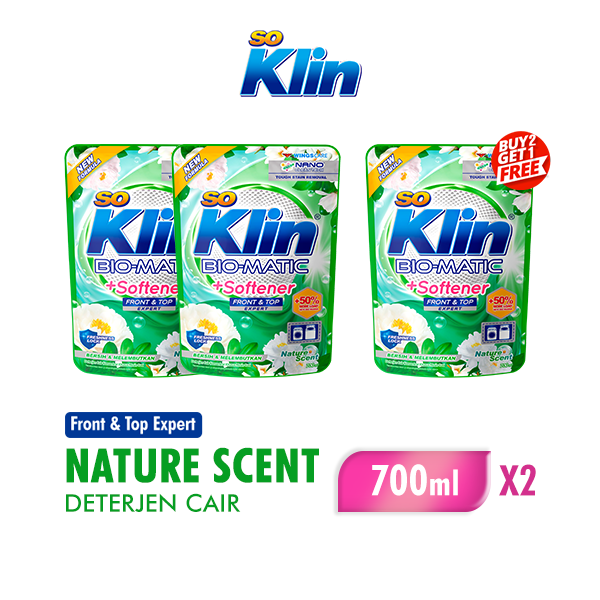Promo BUY 2 GET 1 - SO KLIN Bio-Matic + Softener Liquid Detergent Front ...