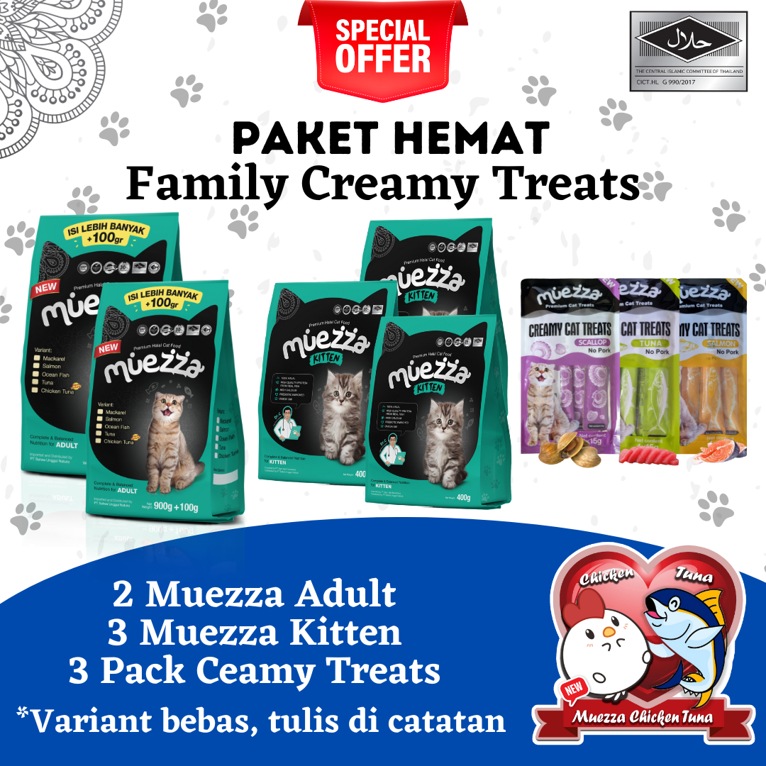 Promo Muezza Cat Food - Paket Hemat Muezza Family Creamy Treats ...