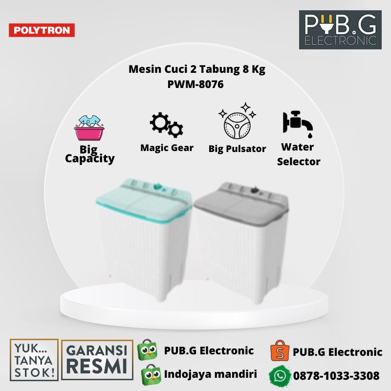 Jual Polytron PWM-8076 Mesin Cuci 2 Tabung 8 Kg di Seller PUB.G ...