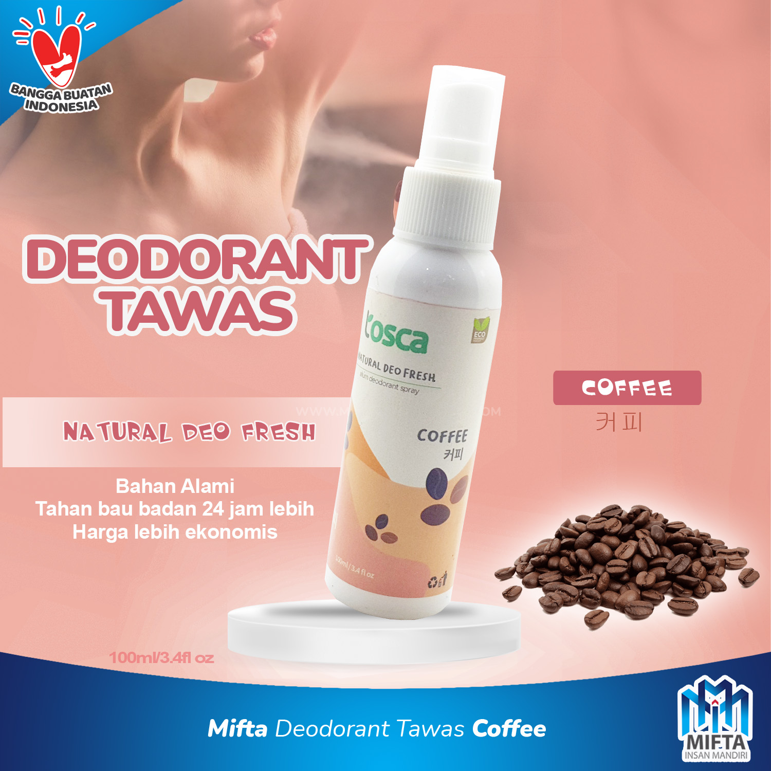 Jual DEODORANT TAWAS / NATURAL DEO FRESH 100ML TOSCA / DEODORAN SPRAY ...