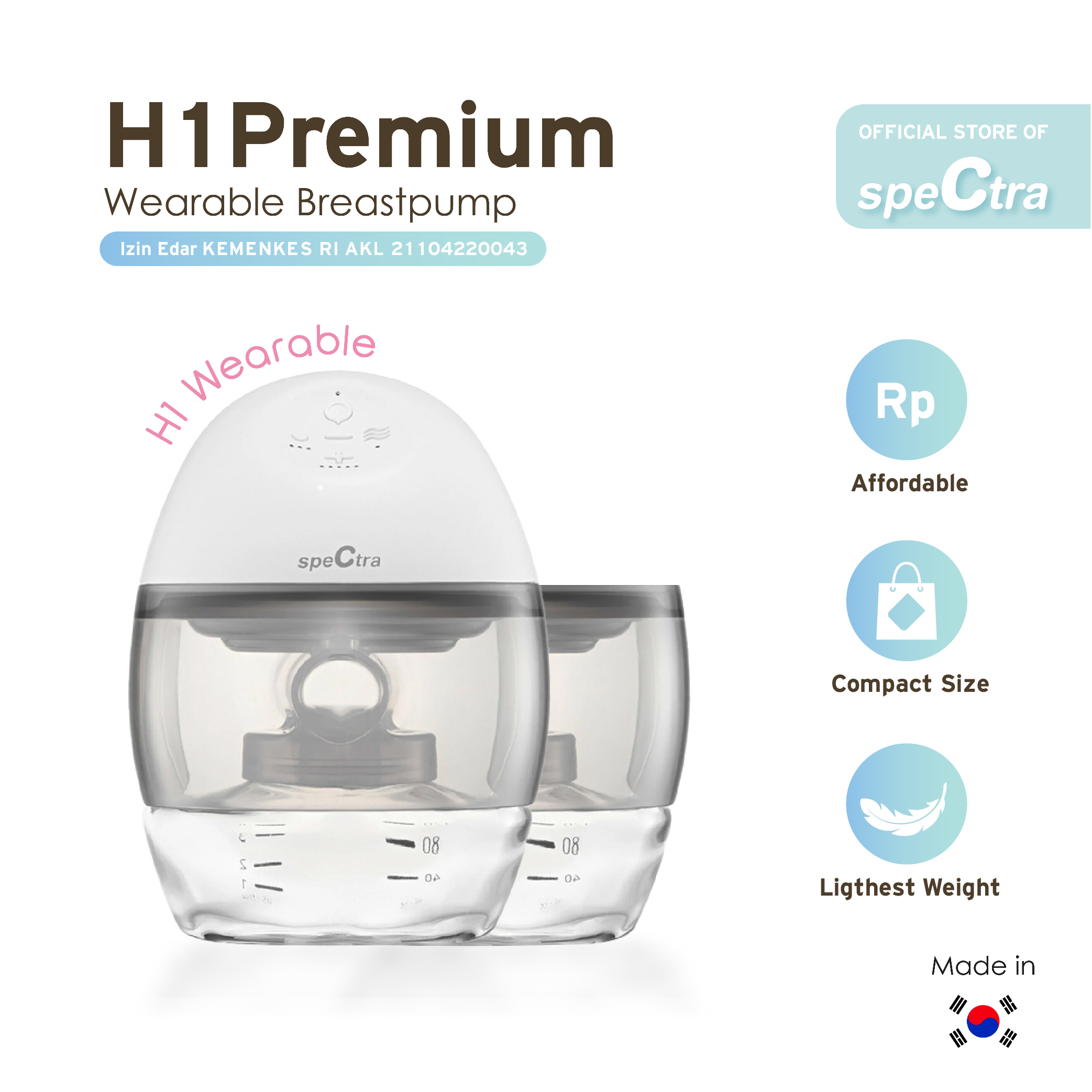 Jual Pompa ASI Elektrik Spectra H1 - Wearable Electric Breastpump di ...