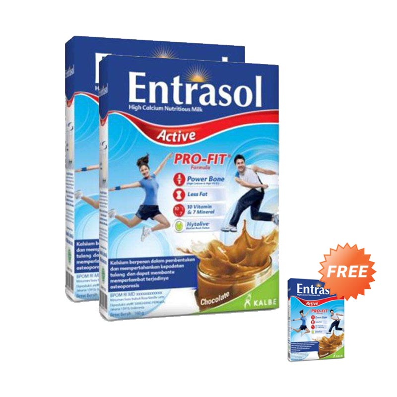 Promo Buy 2 Get 1 Free Entrasol Active Chocolate Susu Dewasa [160 G ...