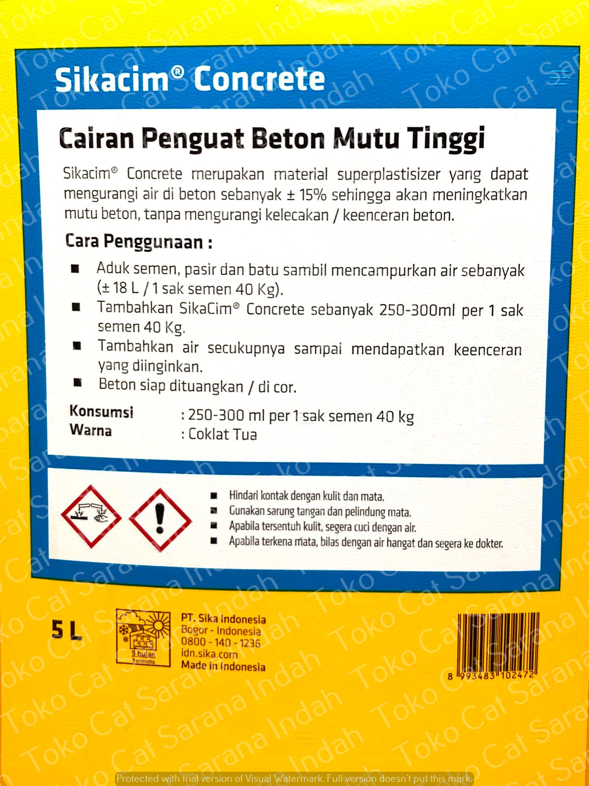 Jual Sika Concrete Additive 5 L Cairan Pengeras Beton Pengeras Cor ...