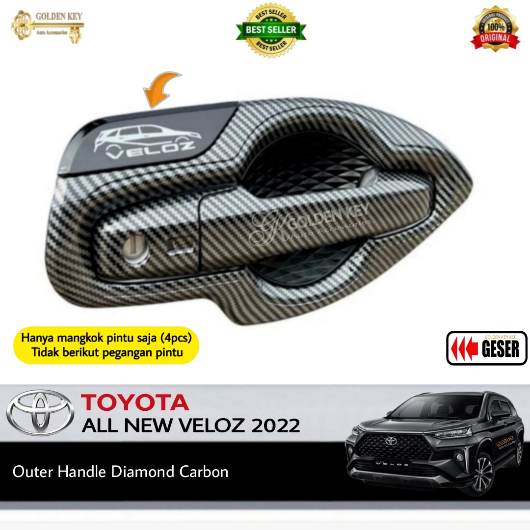 Jual Outer Handle All New Veloz 2022 Mangkok Pintu Diamond Carbon di Seller GOLDEN KEY ACC ...