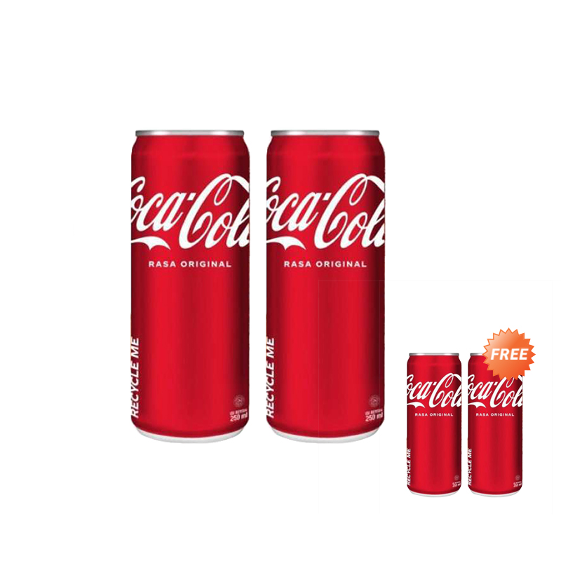 Jual Beli 2 Coca Cola Slim Can Minuman Ringan [250 mL] Free 2 Coca-Cola ...