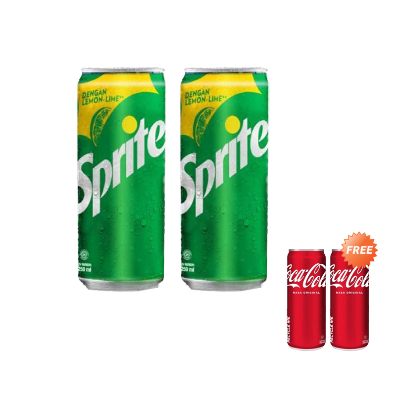 Jual Beli 2 Sprite Slim Can Minuman Ringan [250 mL] Free 2 Coca-Cola ...