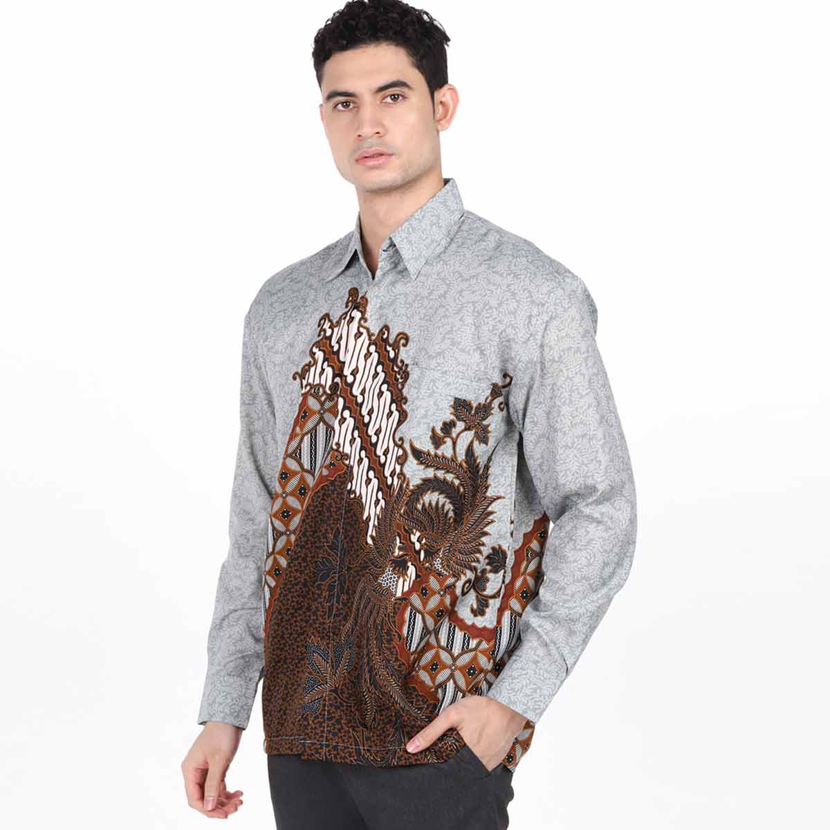 Jual Blitique Adiwangsa Kemeja Batik Solo Pria Lengan Panjang - Biru ...