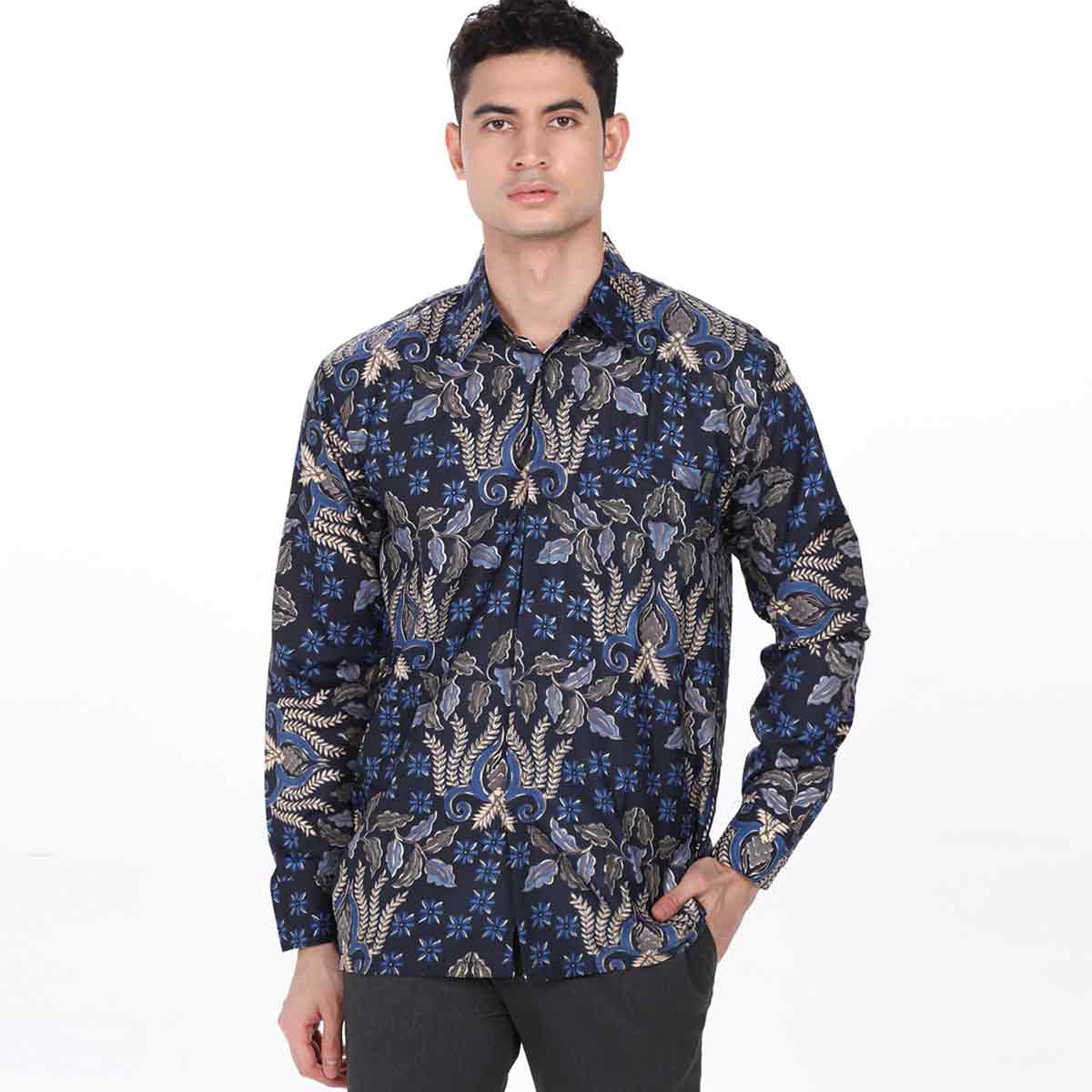 Promo Blitique Damara Kemeja Batik Prada Pria Lengan Panjang - Biru ...