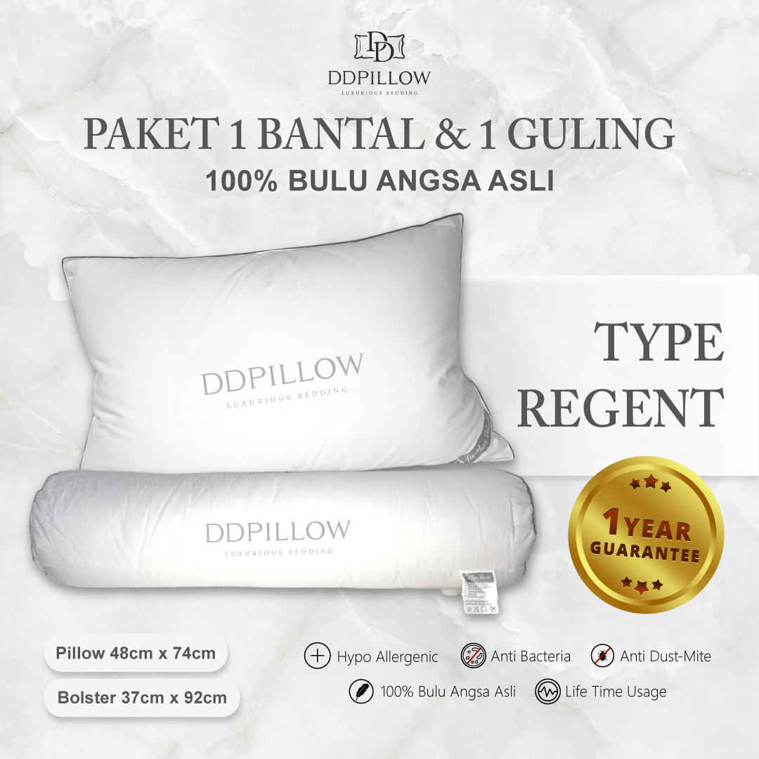 Jual Paket 1 Bantal + 1 Guling Bulu Angsa Asli Type Regent 100% Down ...
