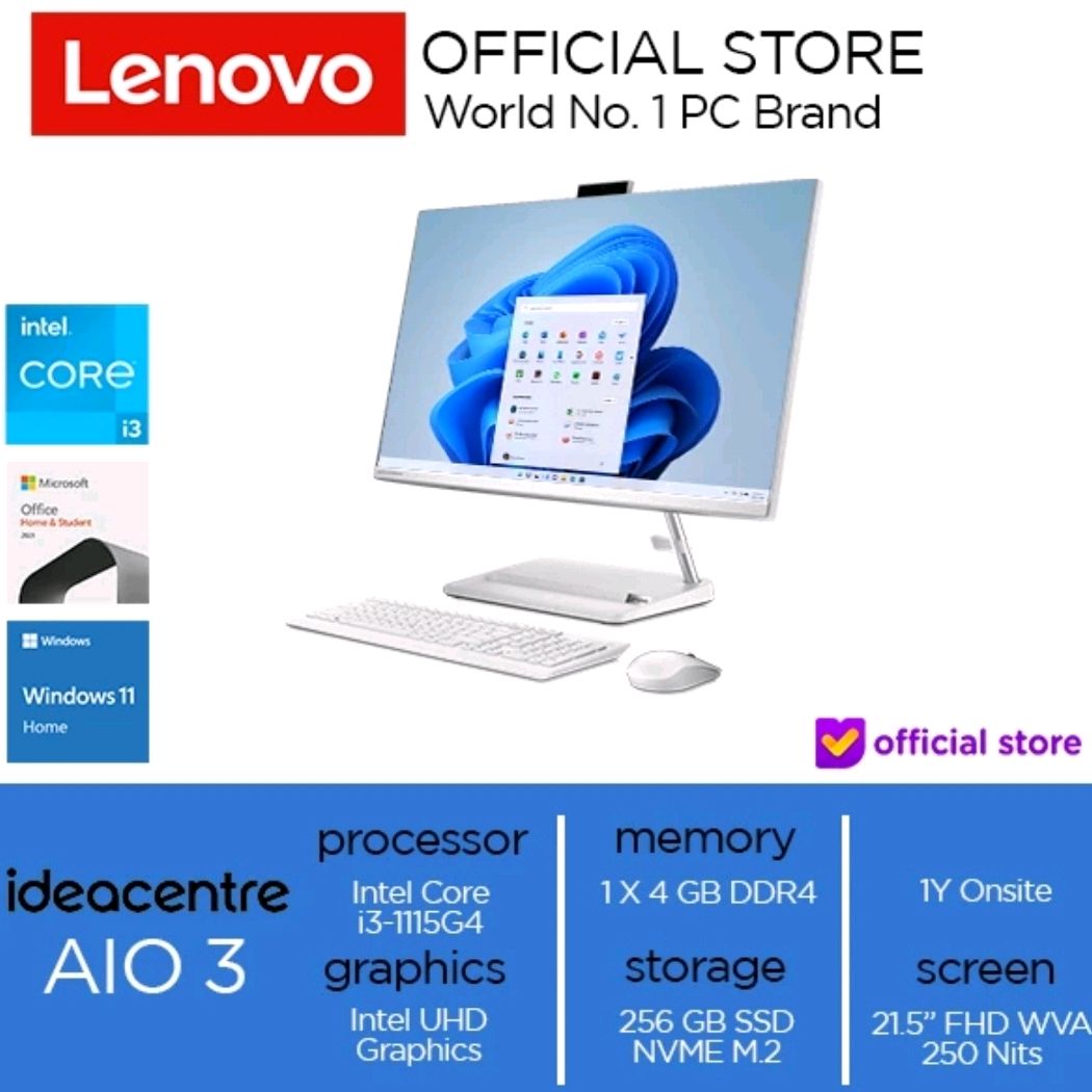 Jual Lenovo Ideacentre Aio 3 22itl6 Bcid-9jid || Core I3-1115g4 4gb 256gb Ssd Windows 11 Ohs ...