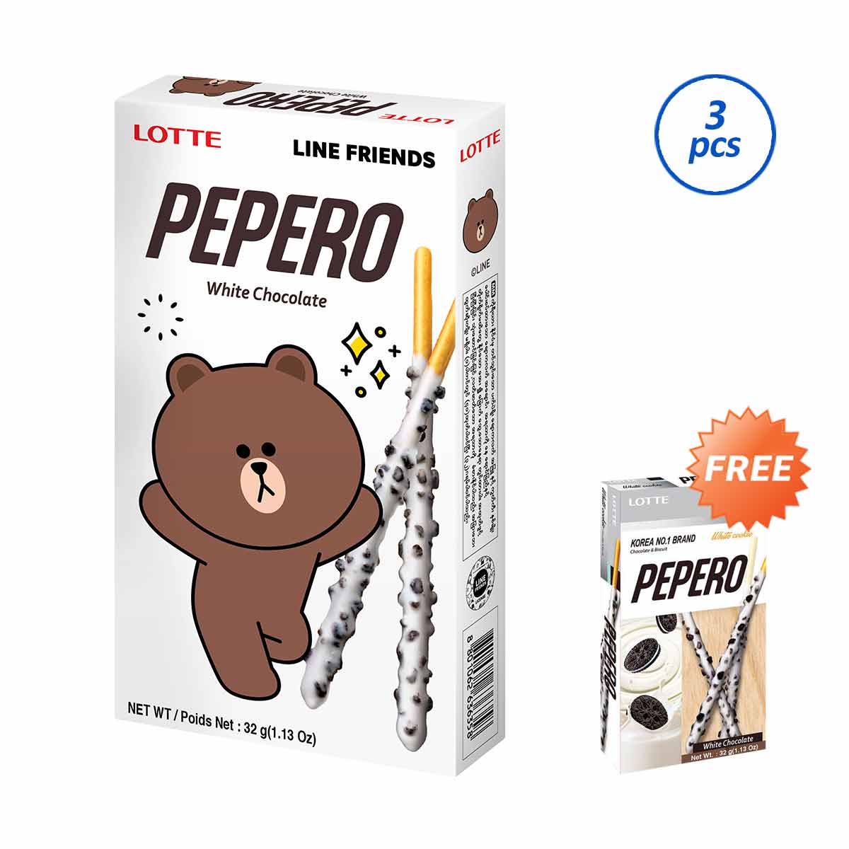 Jual Pepero White Cookie Brown 32 G + Free Whs Pepero White Cookie 32 G ...