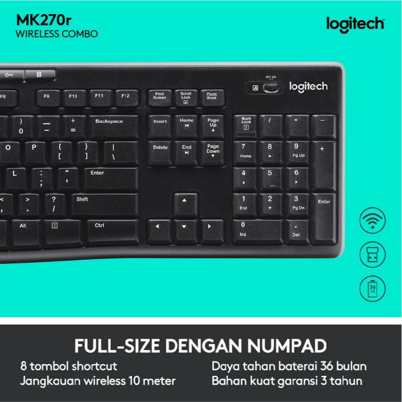 Promo Logitech Mk270r Wireless Keyboard And Mouse Combo Diskon 10 Di Seller Logitech Official