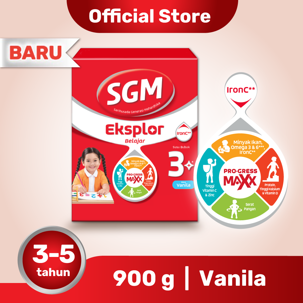 Promo SGM Eksplor Belajar 3+ Pro-GressMaxx Vanila Susu Formula [900 g ...