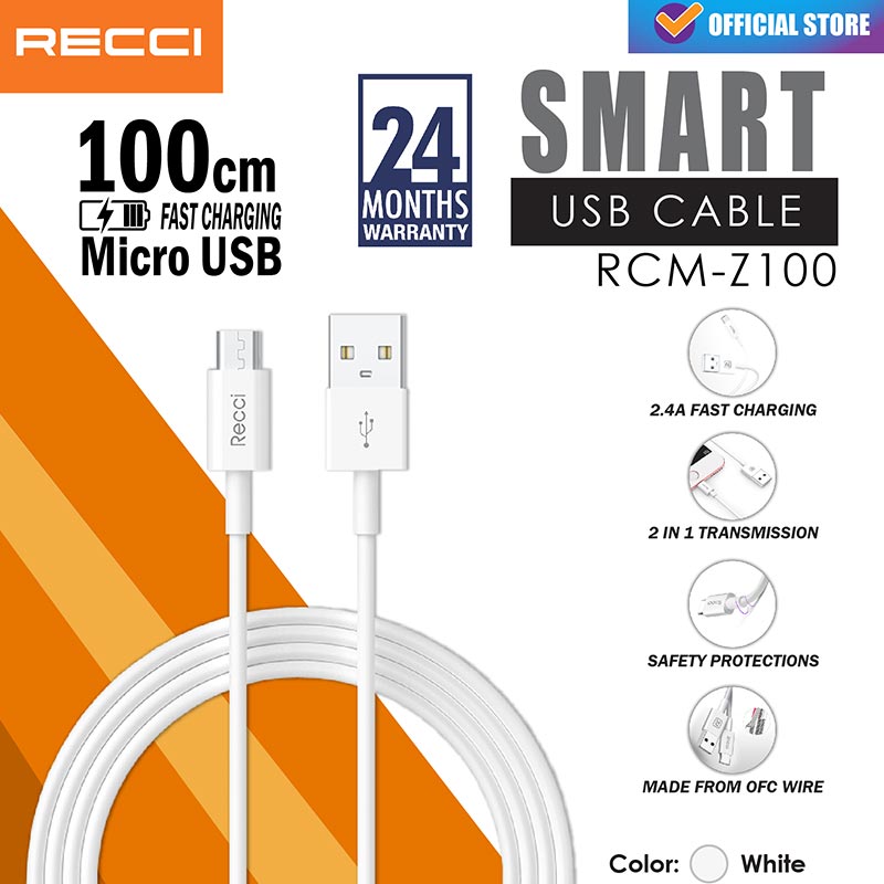 Jual RECCI SMART USB Cable Chager 2.0A TPE Material [100cm / Micro ...