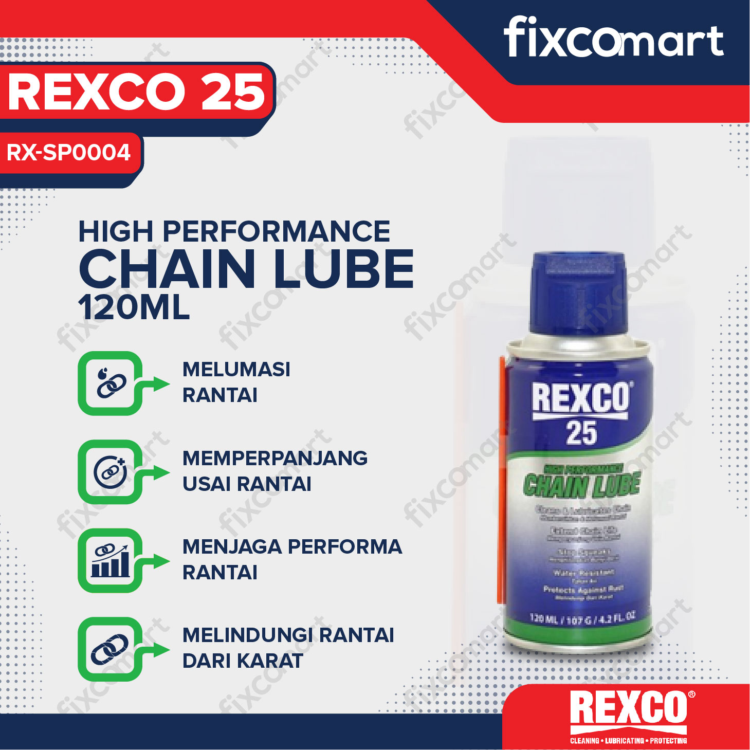 Promo Rexco 25 High Performance Chain Lube Pelumas Rantai [120 mL/ 107 ...