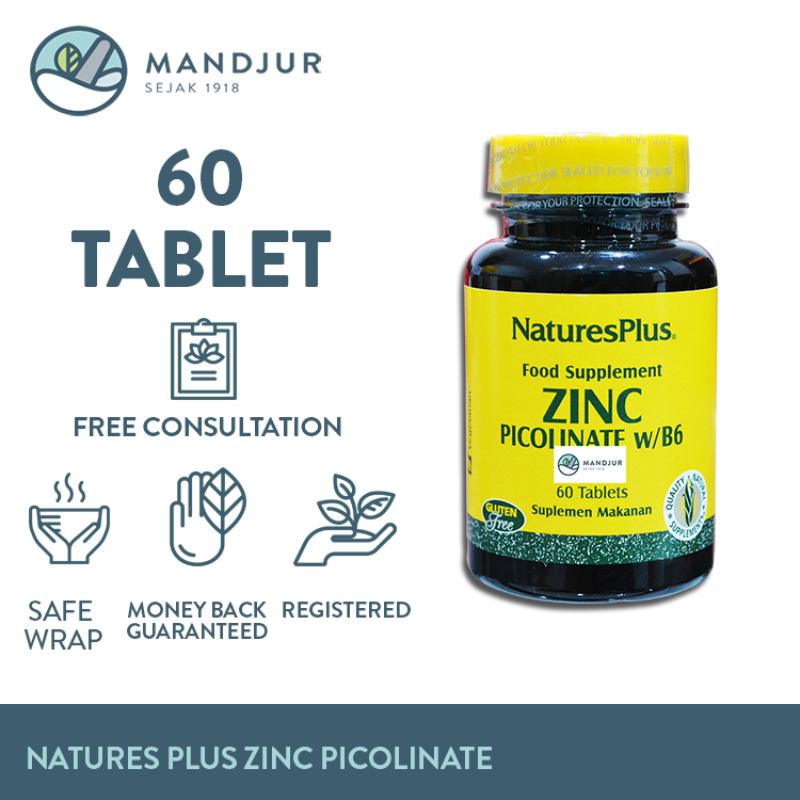 Jual Nature’s Plus Vitamin Zinc Picolinate W/ B6 60 Tabs - Meningkatkan ...