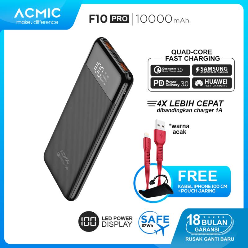 Jual ACMIC F10PRO 10000mAh AiCharge Slim Digital Power Bank QC4 + PD + VOOC - F10Pro No Kabel di ...