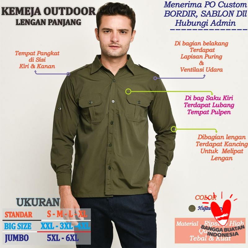 Jual HalaQoh - Kemeja Lapangan Lengan Panjang - Kemeja Outdoor Pria ...
