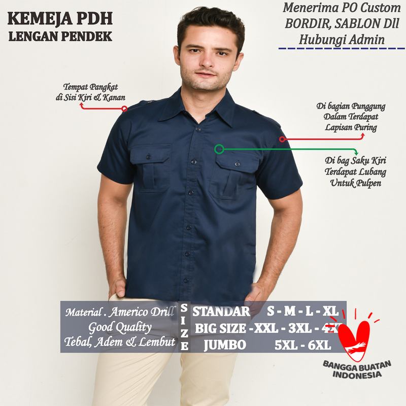 Jual HalaQoh - Seragam Kerja PNS/ASN - Kemeja Pria Lengan Pendek - Tersedia Size JUMBO - XXXL ...