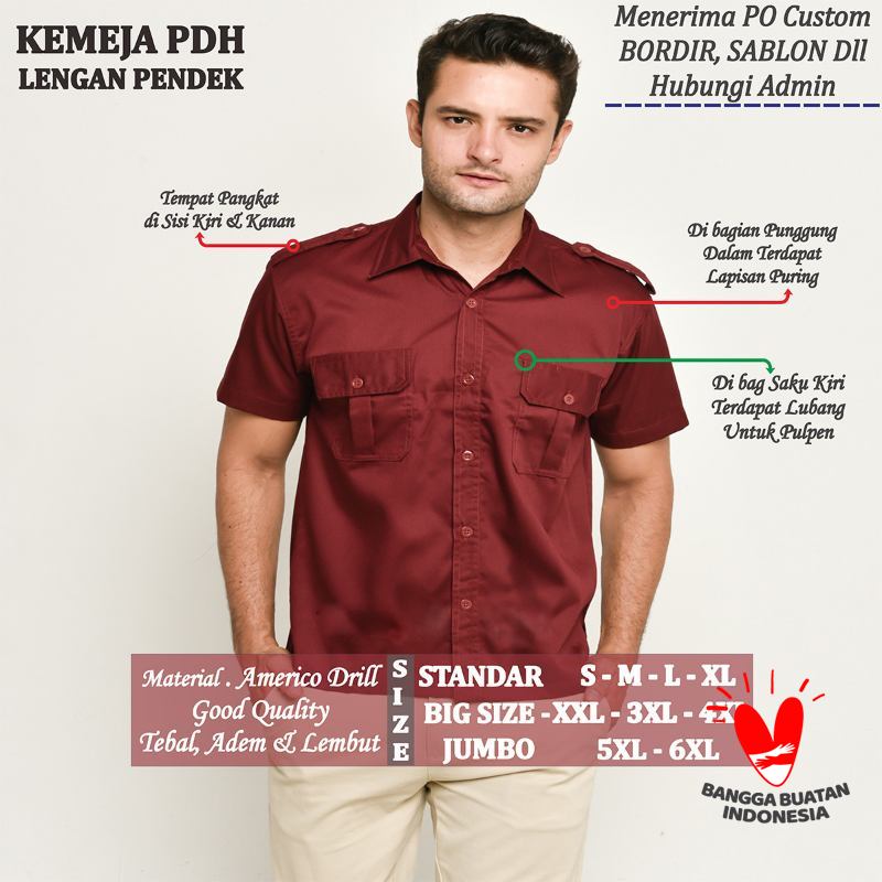 Jual HalaQoh - Seragam Kerja PNS/ASN - Kemeja Pria Lengan Pendek - Tersedia Size JUMBO - L ...