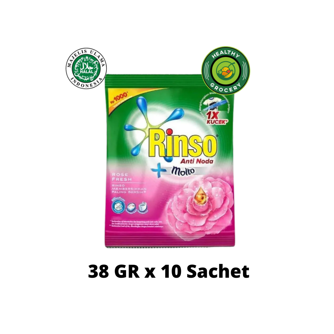 Jual Rinso Bubuk Anti Noda + Molto Rose Fresh 38gr x 10 Sachet di ...