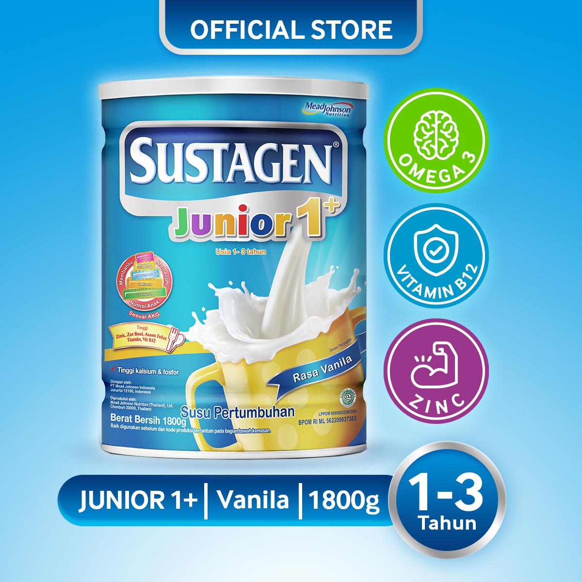 Promo Sustagen Junior 1+ Vanila Susu Formula [1800 g] Diskon 34% di ...