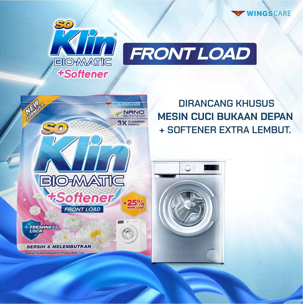 Promo So Klin Bio-matic Detergen Powder + Softener Front Load 1800 G ...