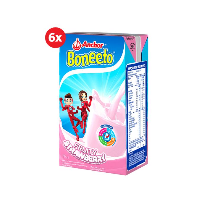 Jual Anchor Boneeto Fruity Strawberry Susu Uht [115 Ml / 6 Pcs] Di ...