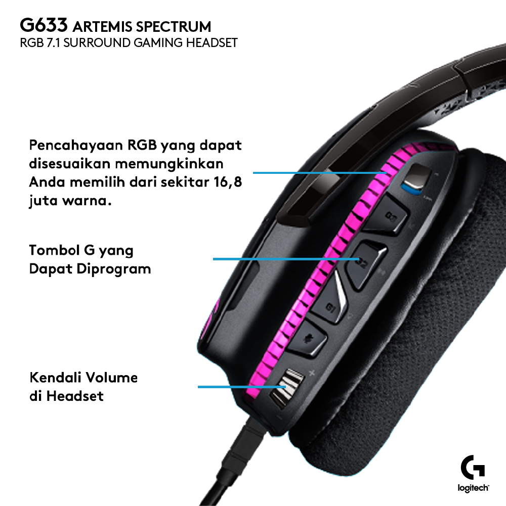 Promo Logitech G633s 7.1 Lightsync Gaming Headset Diskon 35% Di Seller Logitech Official Store ...