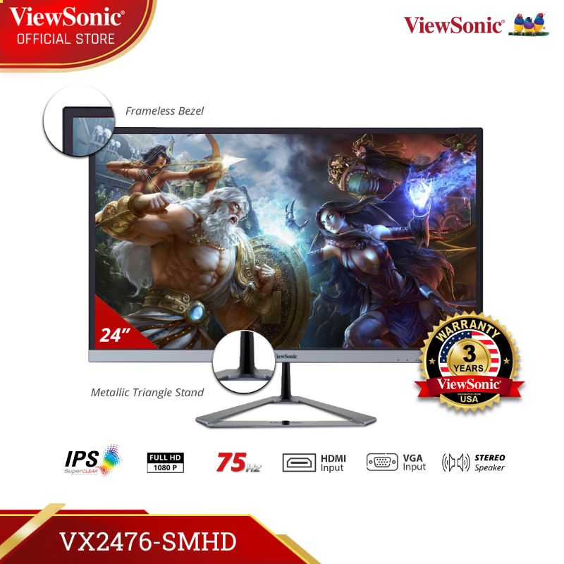 Jual ViewSonic VX2476-SMHD [24 Inch/ IPS 1080p/ Frameless LED Monitor ...