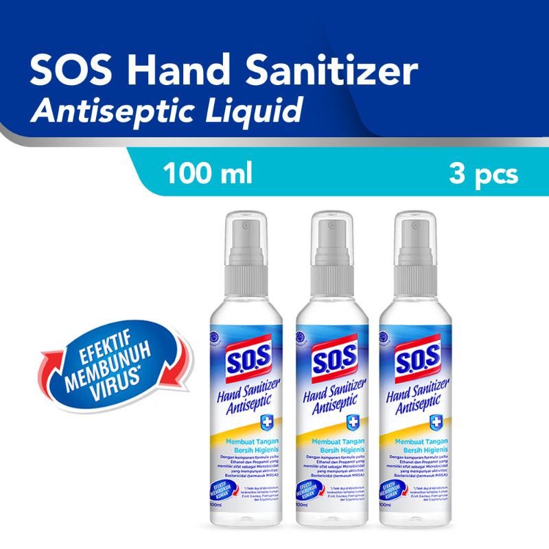 Jual SOS Hand Sanitizer Antiseptic Botol Spray 100ml/3pcs di Seller ...