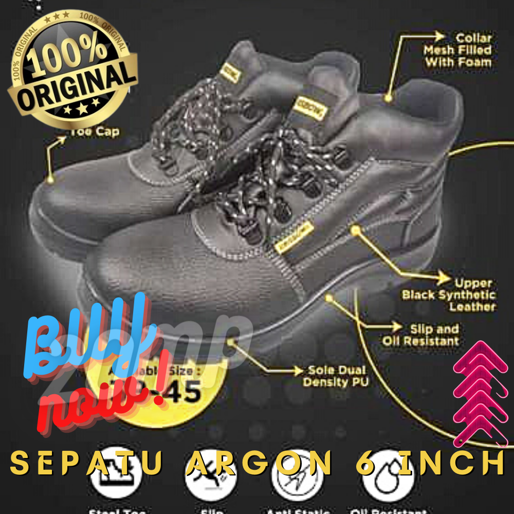 Jual Sepatu Safety Sepatu Pengaman Argon 6 Inch Original Krisbow - 44 ...
