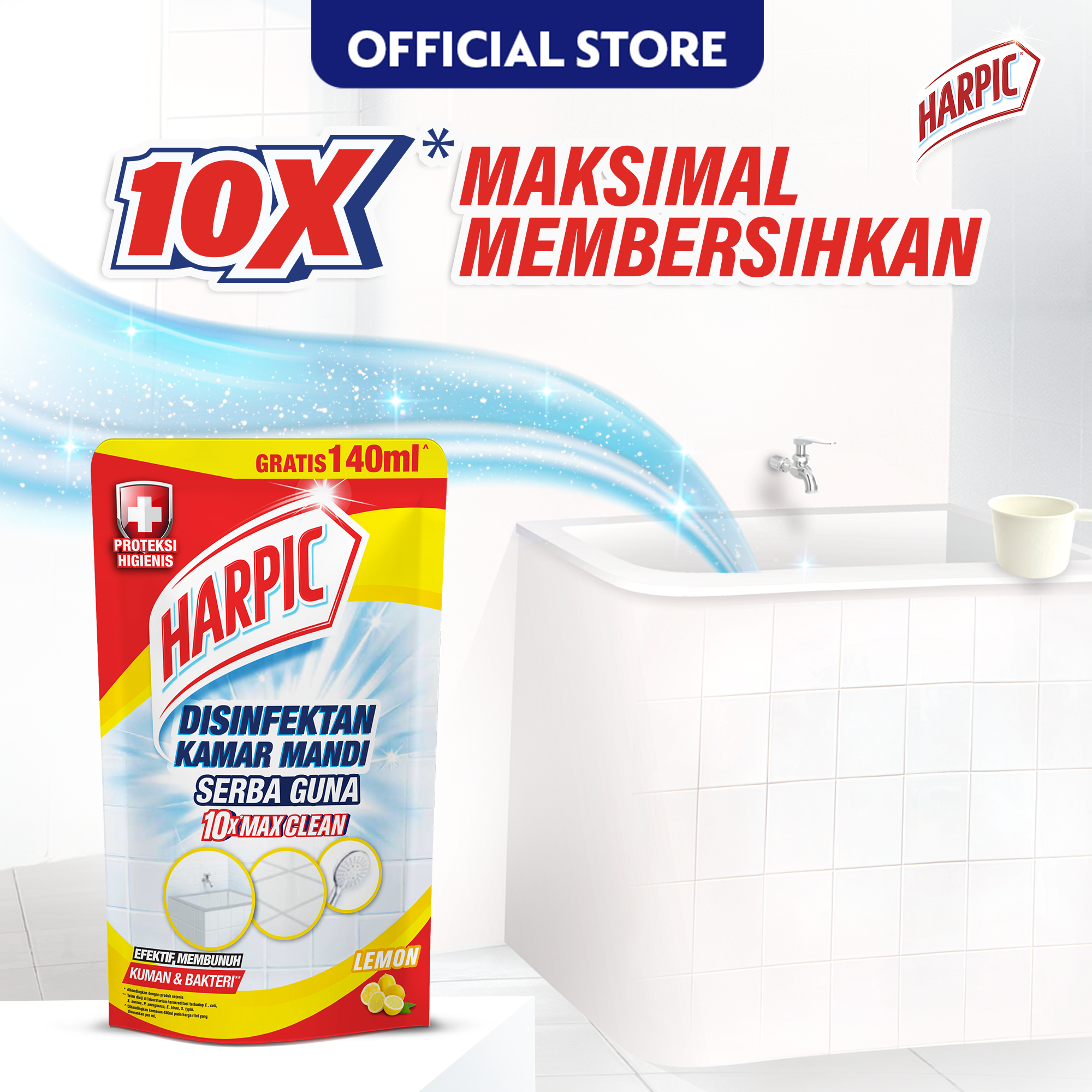 Promo Harpic Bathroom Lemon Pouch 700 ml x 2 - Pembersih Permukaan ...