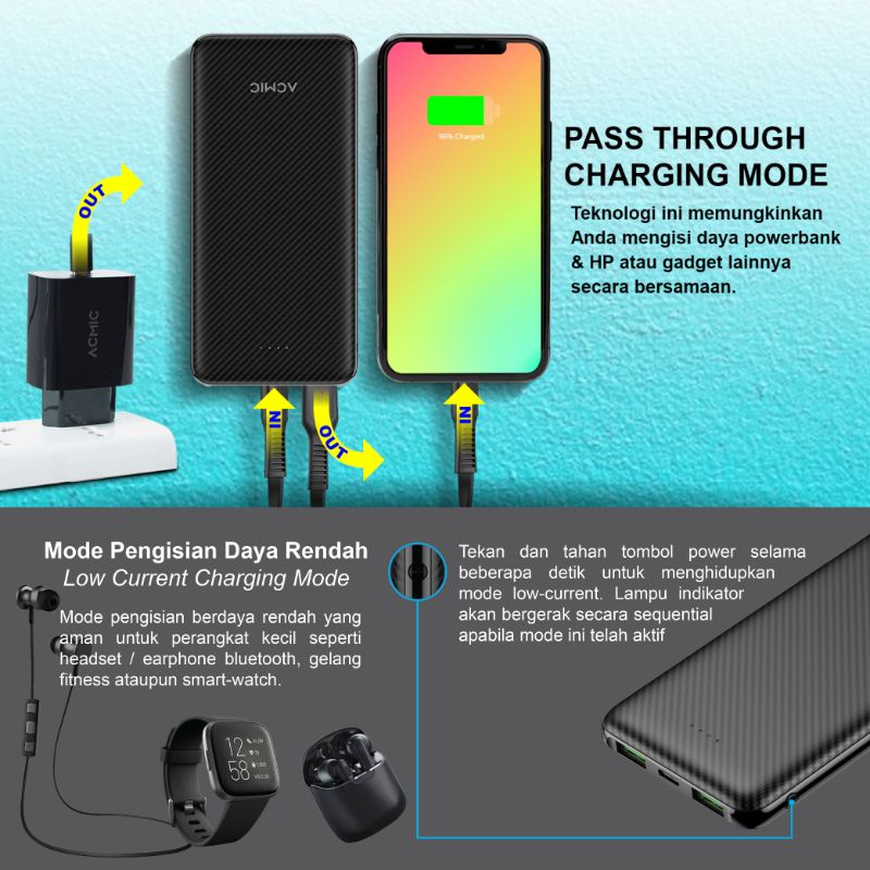 Jual Acmic C10pro Slim 10000mah Aicharge Power Bank (qc4 + Pd + Vooc) - C10pro + Kai100 Di ...